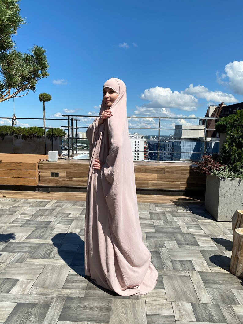 Light Thin Beige Crepe Khimar Muslim Summer Jilbab Dress - Etsy