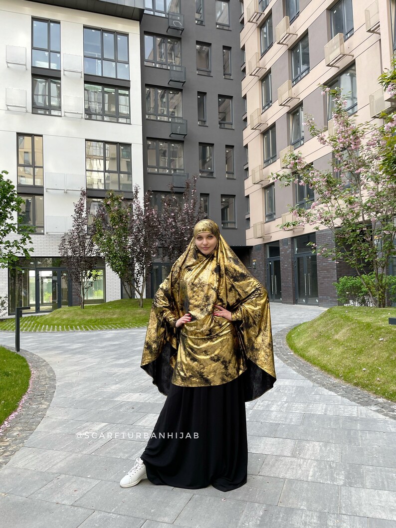 Exclusive Black and Golden Print Khimar Niqab Transformer - Etsy