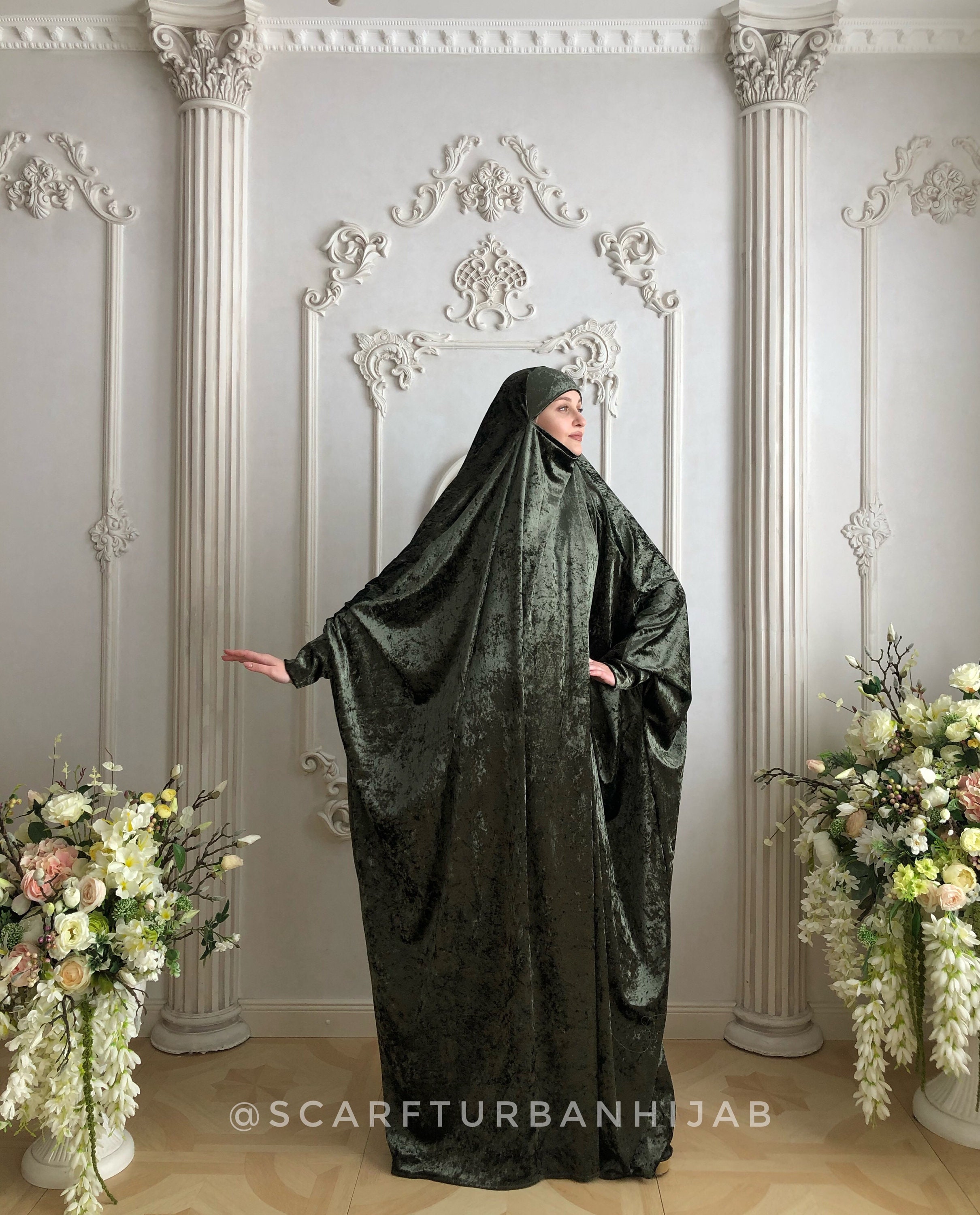 Khaki Velvet Khimar, Muslim Dress, Transformer Jilbab Nikab ...