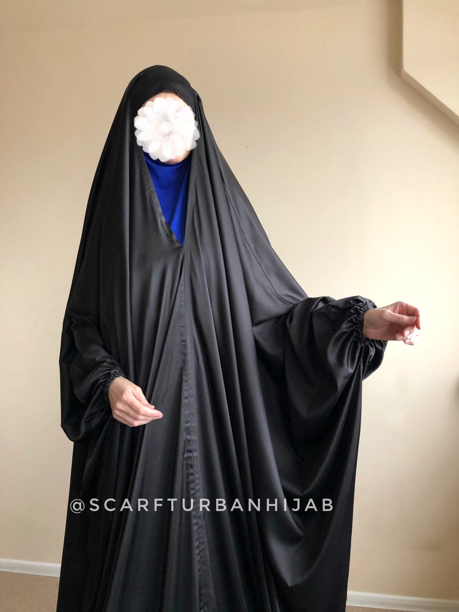 Long Silk Jilbab Loose Khimar Burqa Black Chadar - Etsy