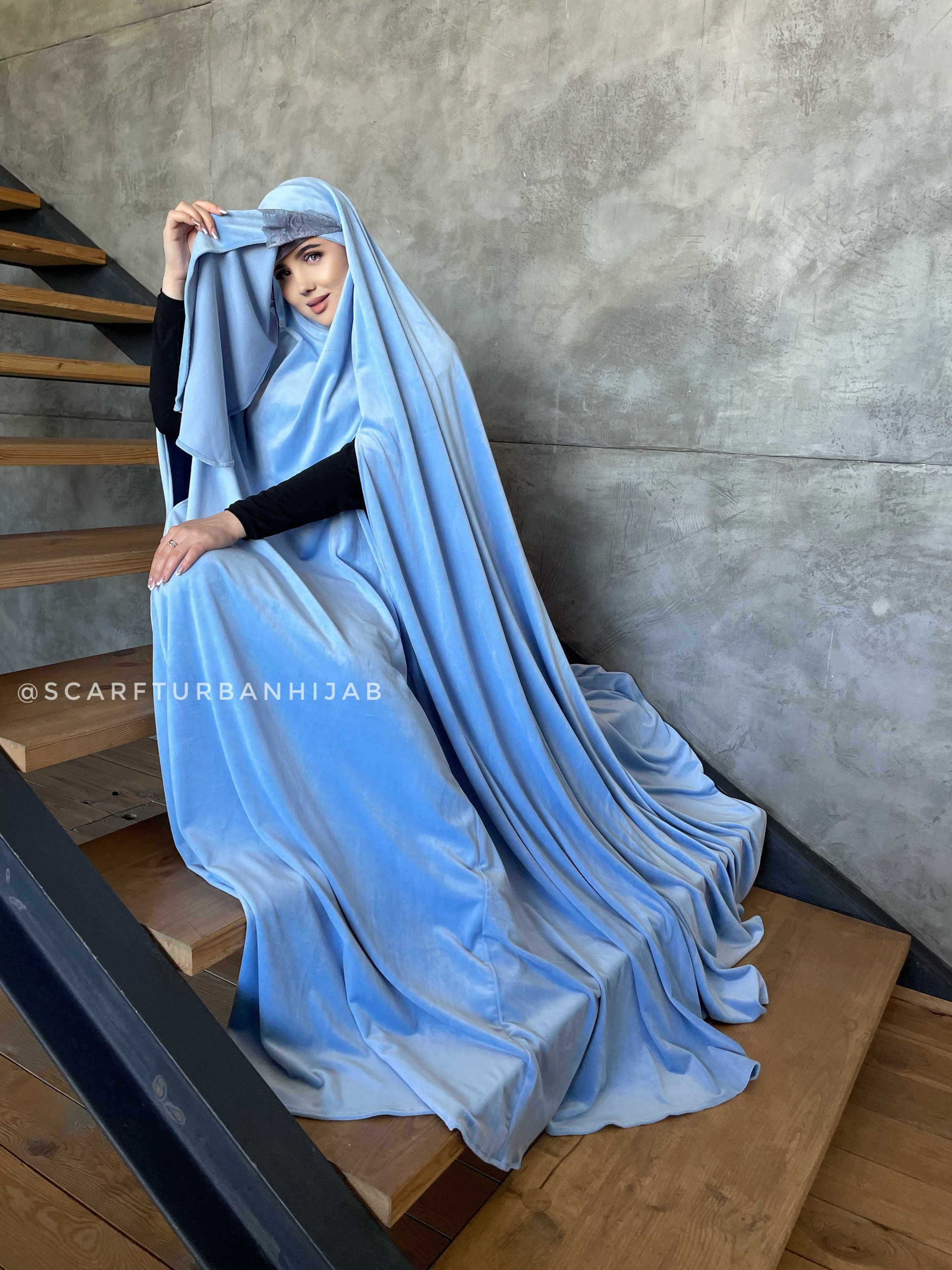 Warm Blue Afghan Burqa Plush Velour Khimar Cape Niqab Full - Etsy