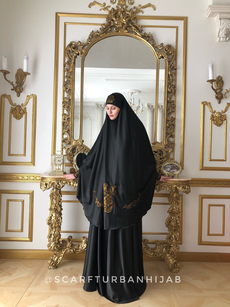 Elegant Black Muslim Suit Silk Noir Jilbab Wedding Khimar - Etsy Australia