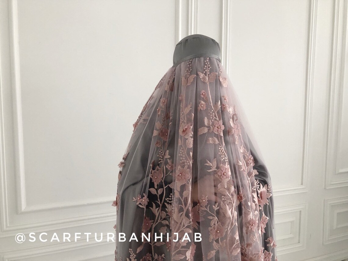 Lace Embroidery Gray Afghan Burqa Silk Khimar Cape Niqab - Etsy