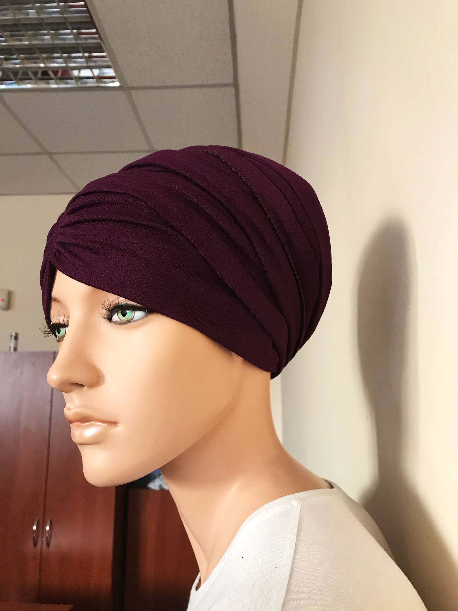 Eggplant Jersey Turban, Volume Hijab, Elegant Head Wrap - Etsy