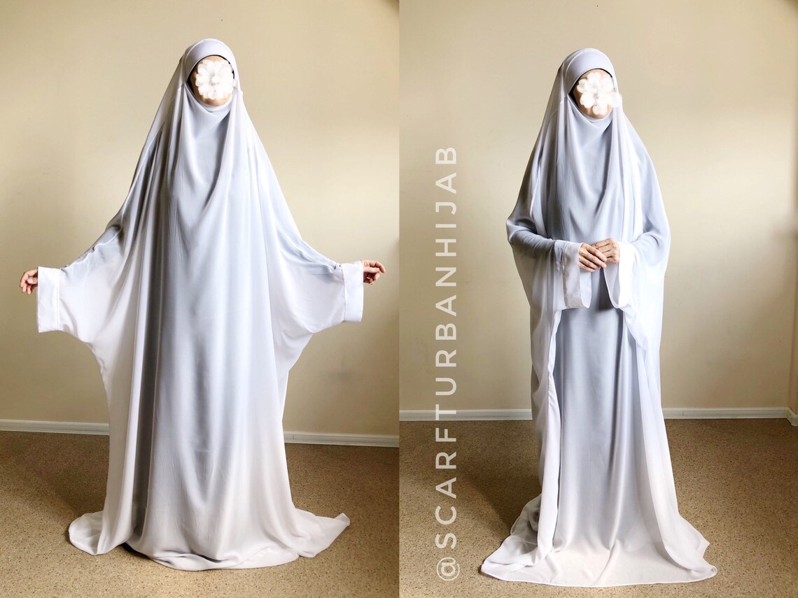 White Chiffon Long Khimar, Hajj Clothing , Jilbab , Cape - Etsy