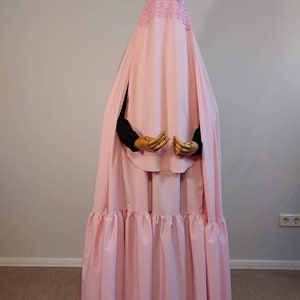 Pink Afghan Burqa Cape, Traditional Chador, Full Niqab , Lace Nikab ...