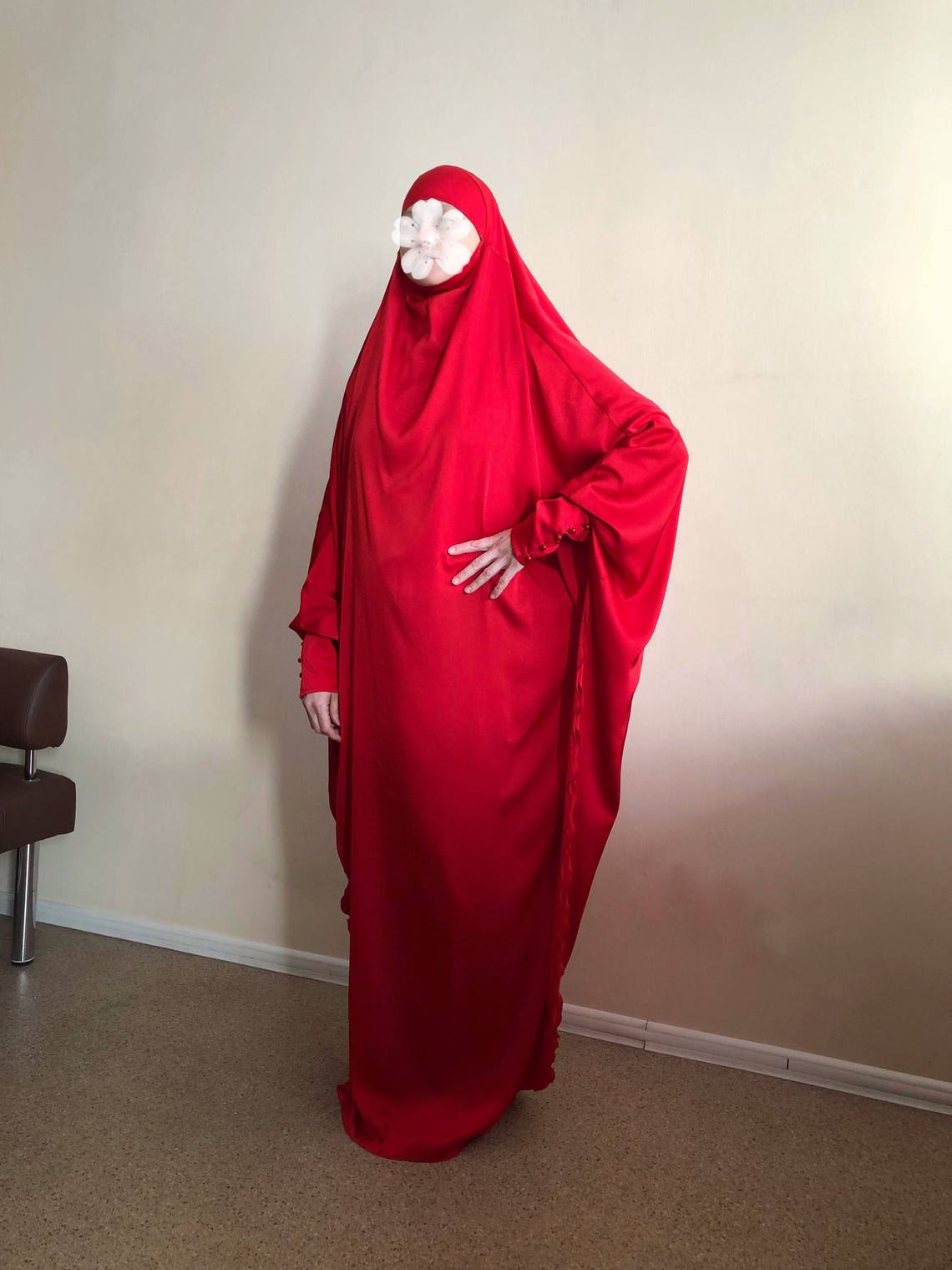 Long Red Silk Khimar Muslim Dress Nikkah Burqawedding - Etsy
