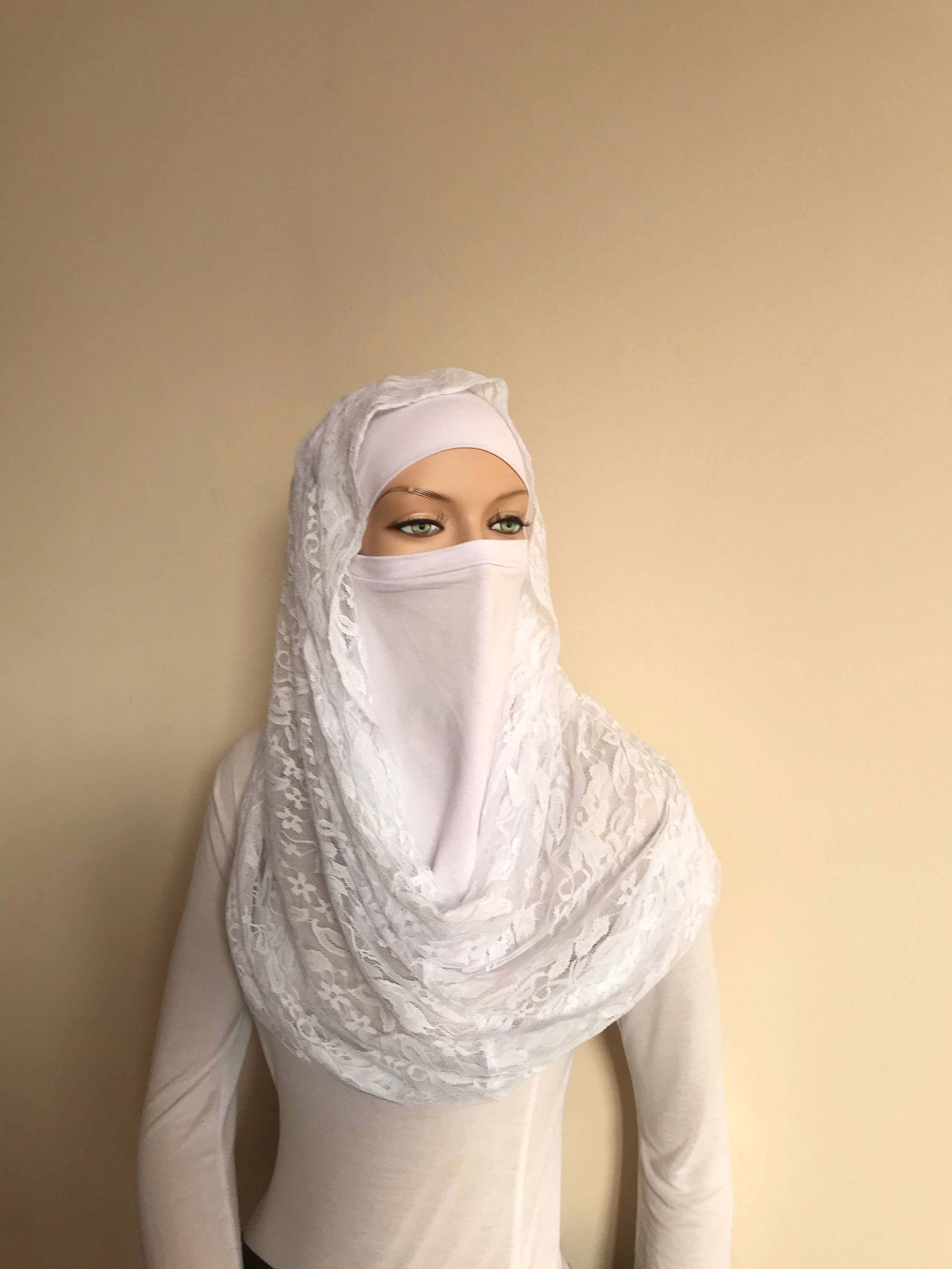 Infinity White Lace Scarf Wedding Hijab Catholic Bridal | Etsy