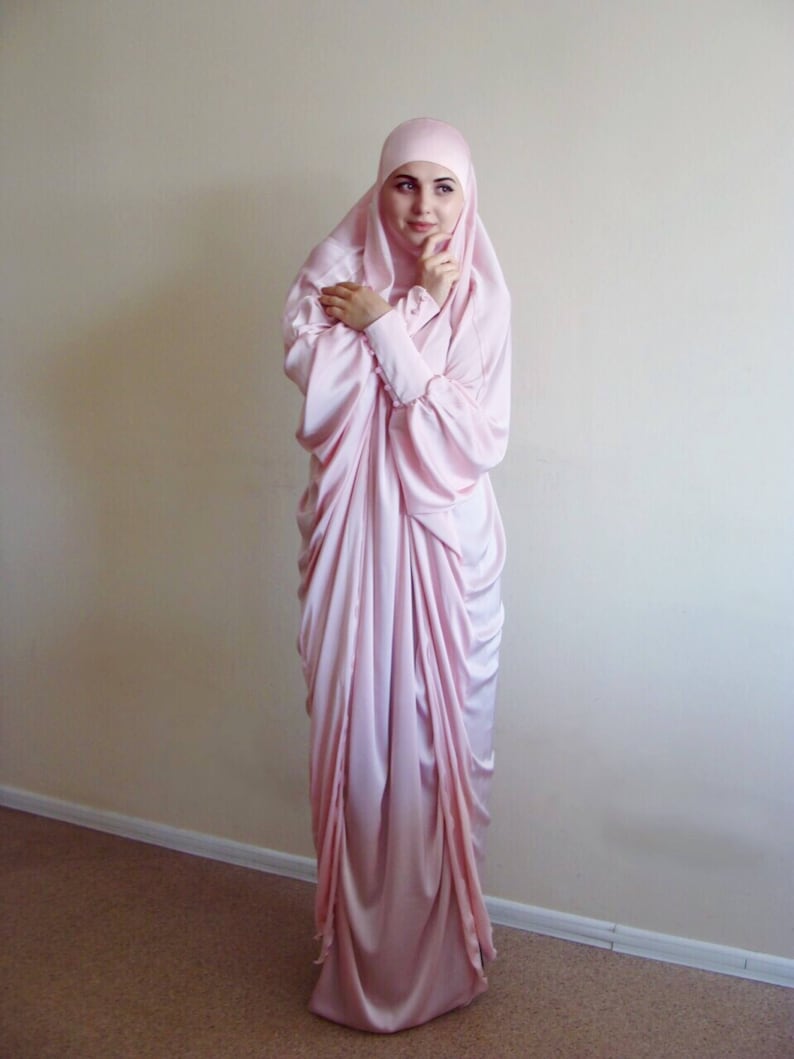 Pink Silk Khimar robe musulmane burqa rose Dubai Abaya - Etsy France