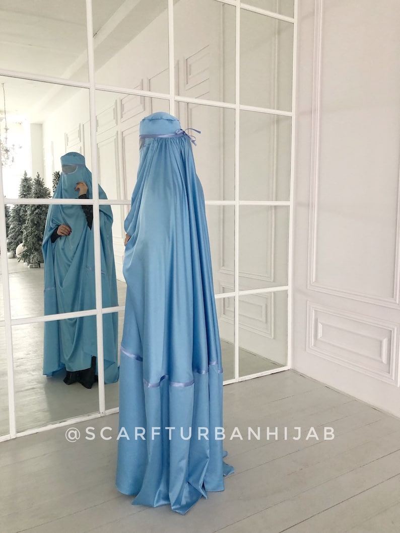 Sky Blue Afghan Burqa Silk Khimar Cape Niqab Full Long - Etsy Australia