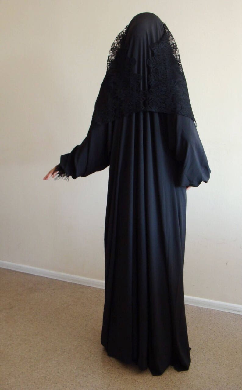 Black Khimar Maxi Dress Lace Niqab Veil Elegant Burqa - Etsy