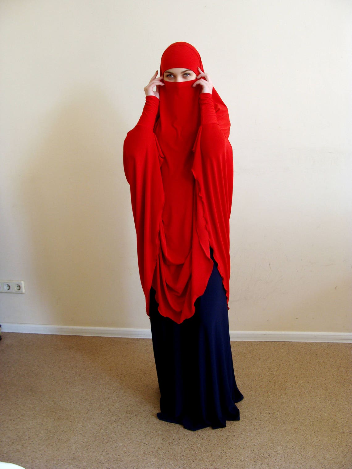 Transformer Red Khimar Niqab Burqa Cherry Niqab Traditional | Etsy