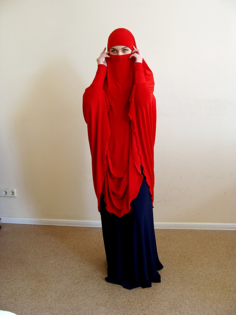 Transformer Red Khimar Niqab Burqa Cherry Niqab Traditional - Etsy