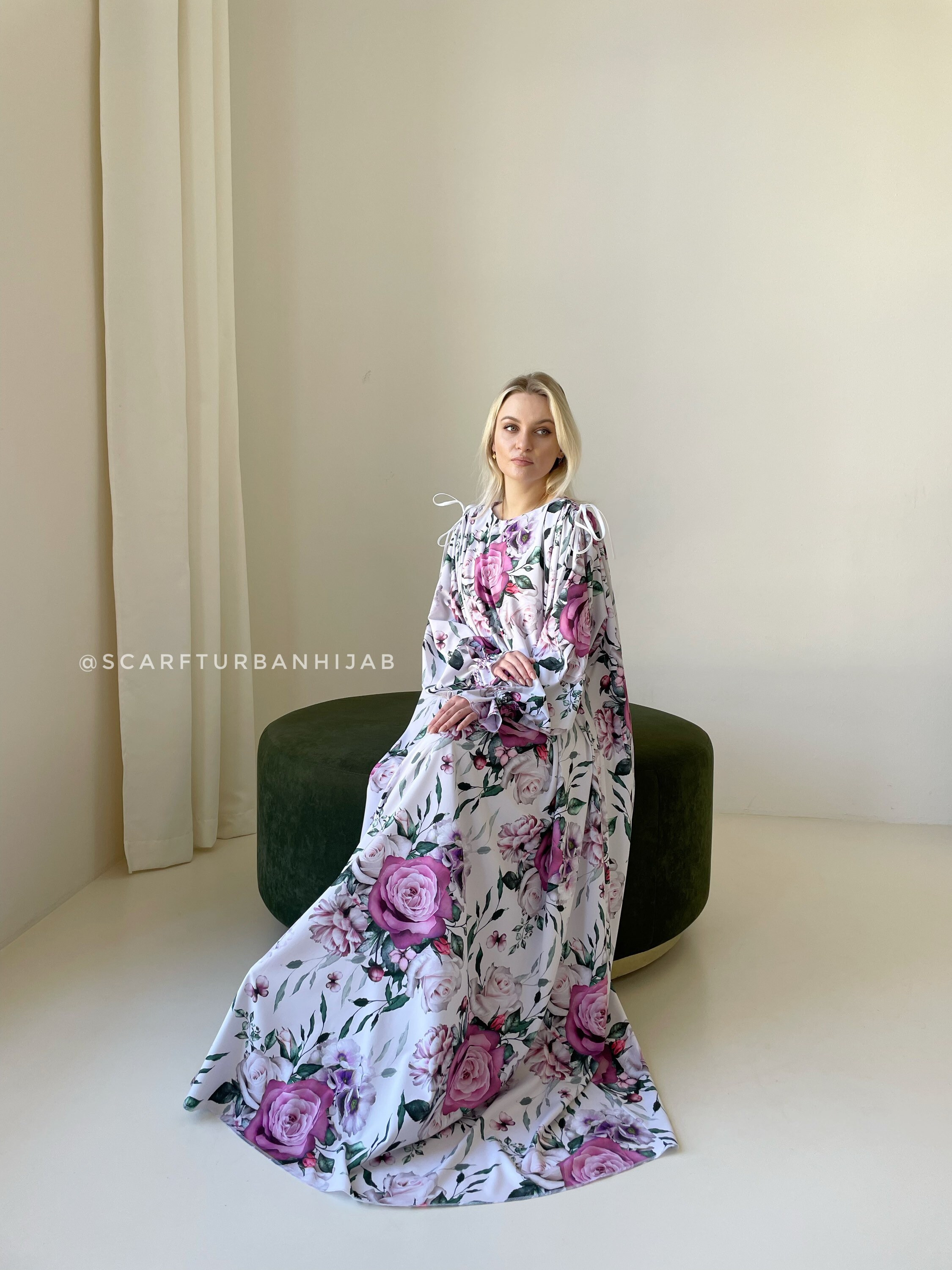 Unique Floral Muslim Maxi Dress With Elegant White Hijab - Etsy