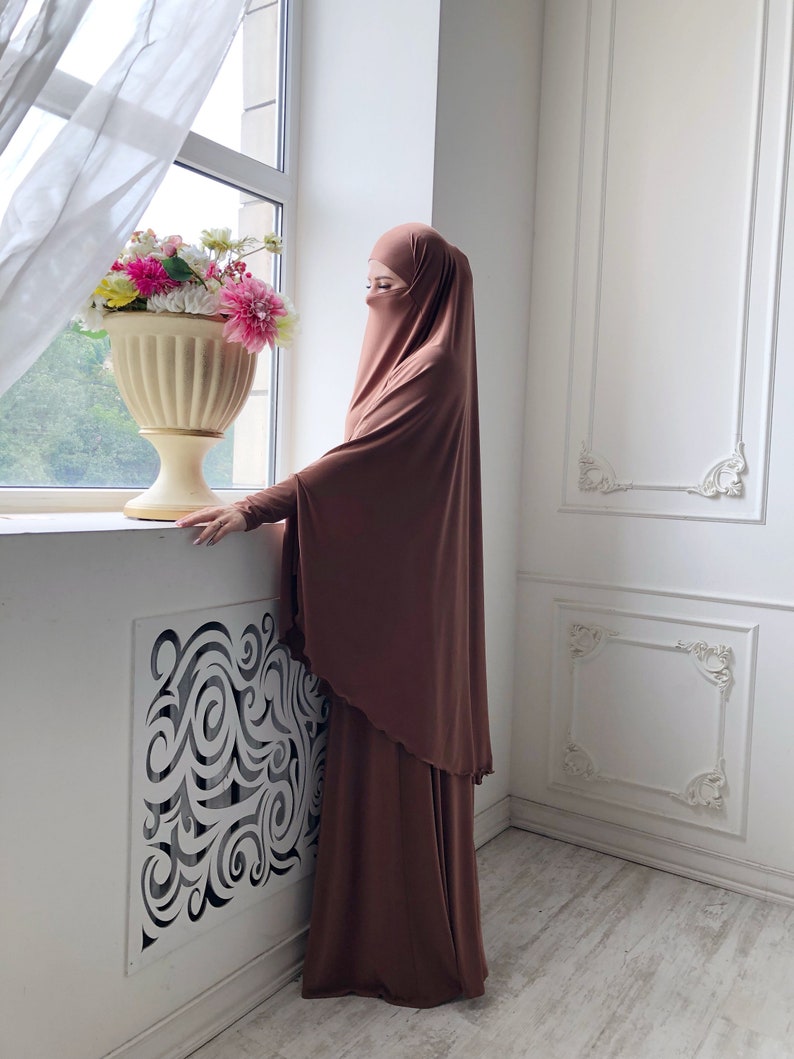 Brown Jilbab Suit With Skirt Transformer Khimar Niqab - Etsy