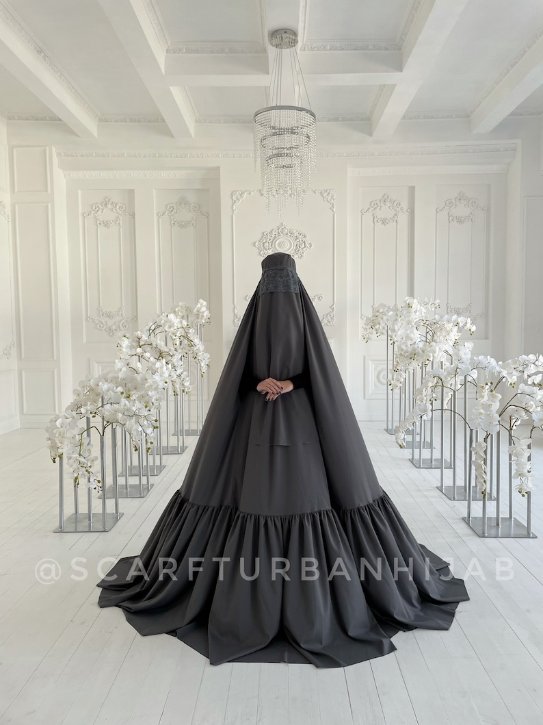 Gray Afghan Burqa Cape Traditional Chador Full Niqab Lace - Etsy