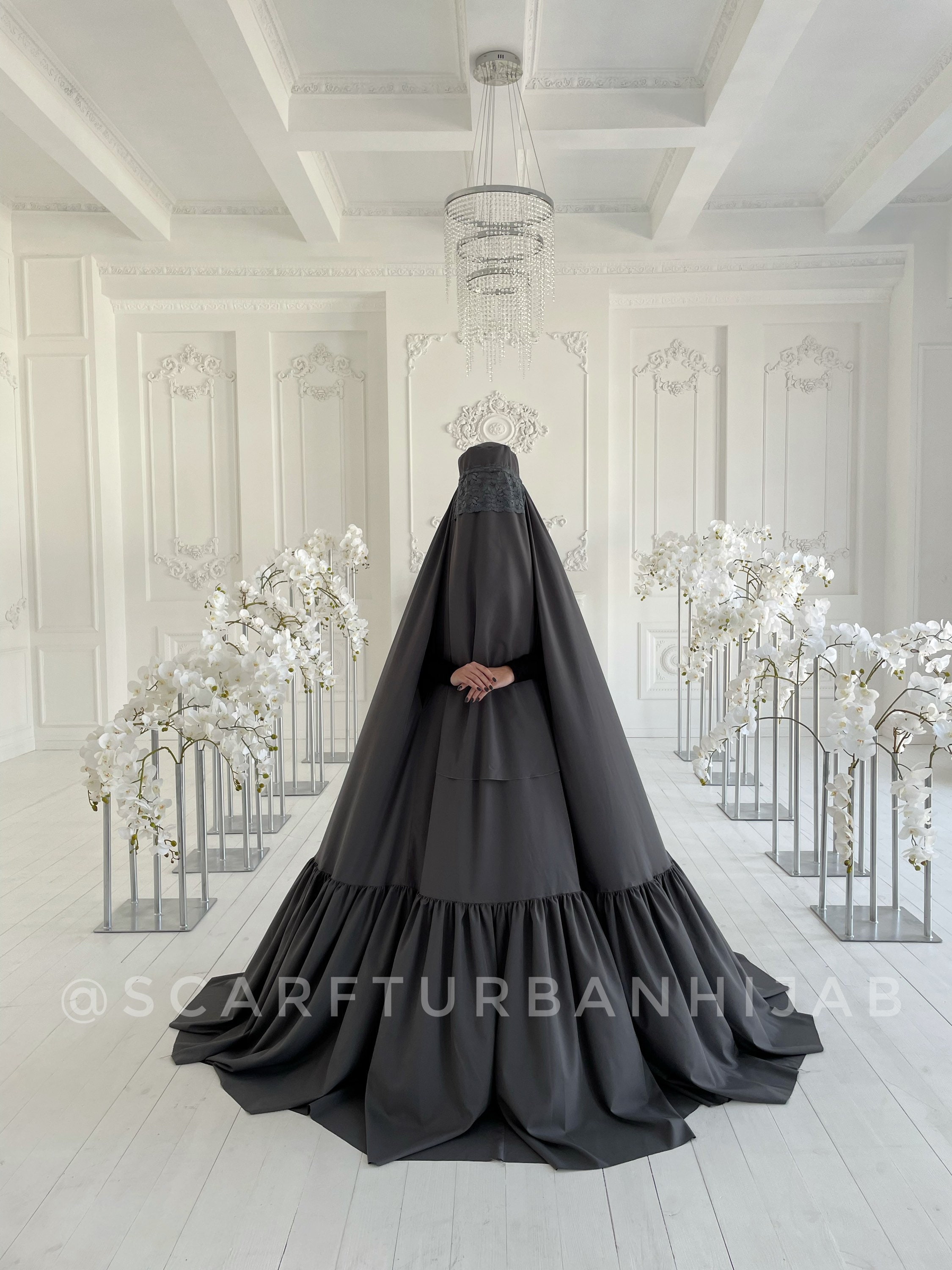 Gray Afghan Burqa Cape Traditional Chador Full Niqab Lace - Etsy