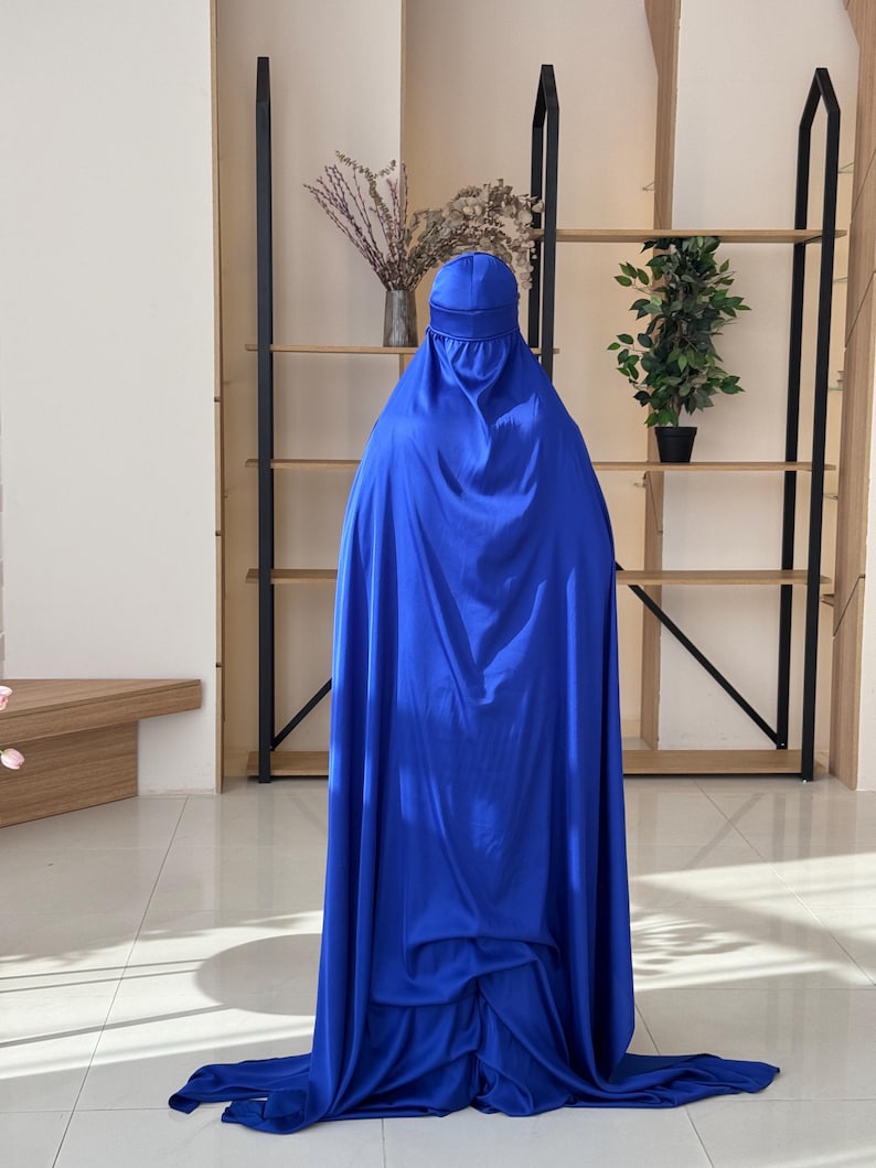 Royal Blue Silk Burqa, Elegant Khimar Cape With Niqab and Lace Veil - Etsy