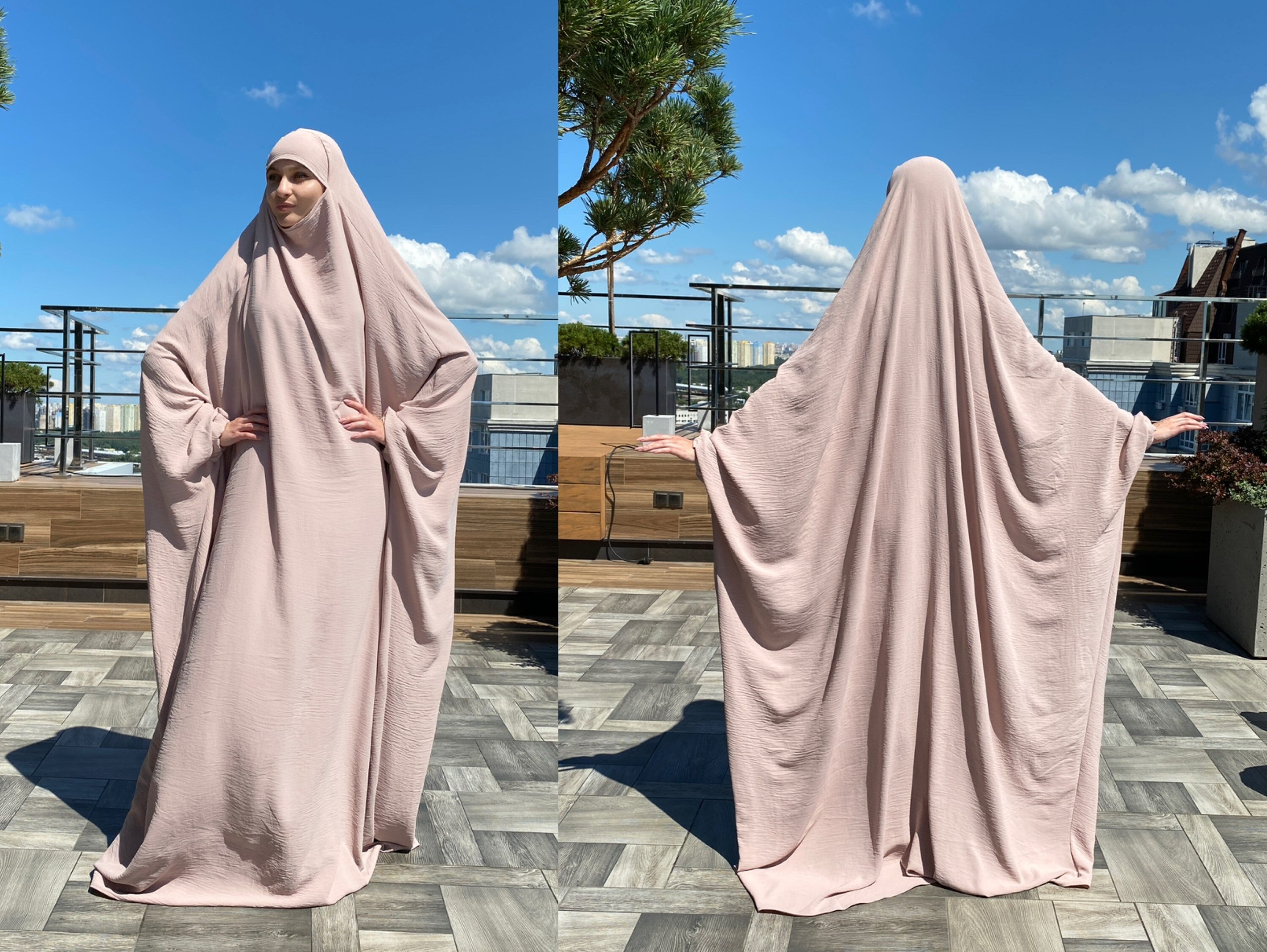 Light Thin Beige Crepe Khimar Muslim Summer Jilbab Dress - Etsy