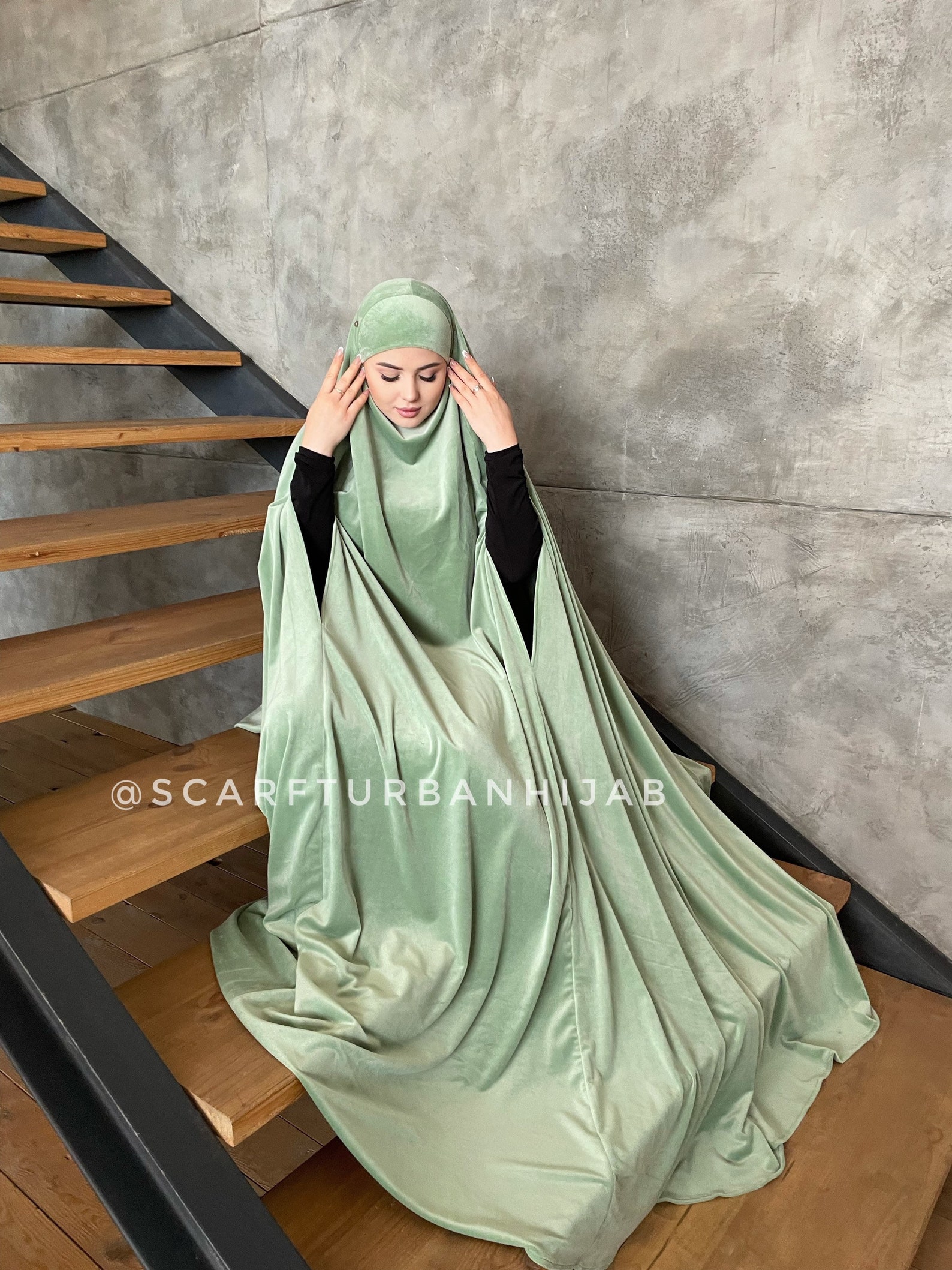Warm Olive Afghan Burqa, Plush Velour Khimar Cape, Niqab, Full Long ...