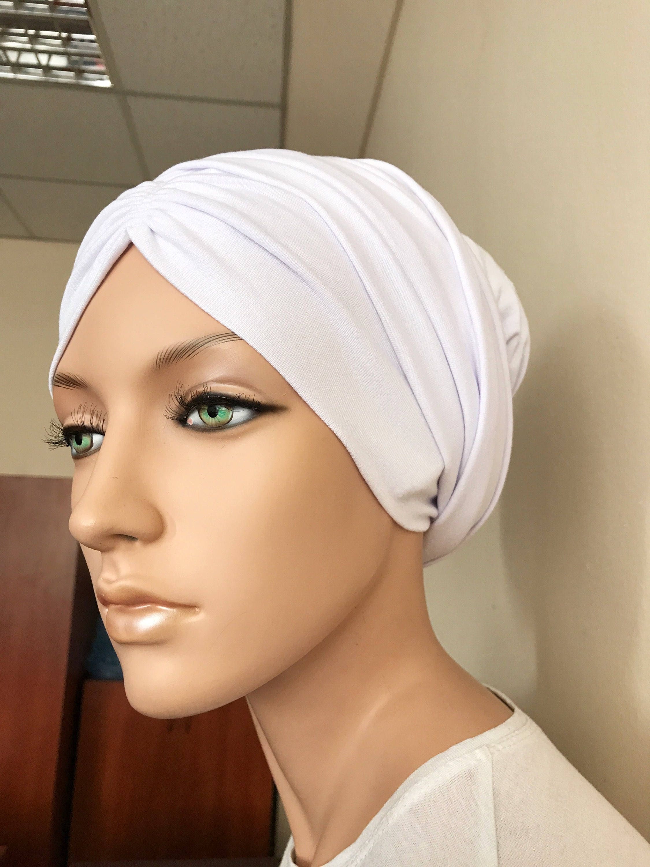 3 in One White Hijab african Turban Jersey Ready Turban | Etsy