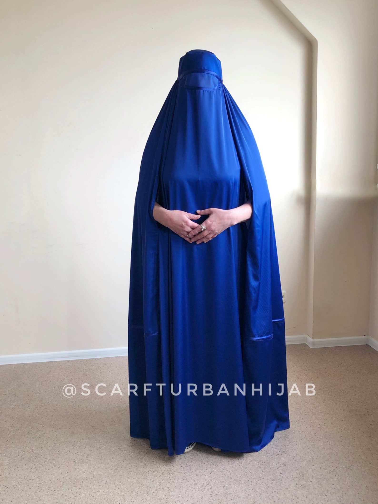 Afghan Royal Blue Burqa Silk Khimar Cape Niqab Full Long - Etsy
