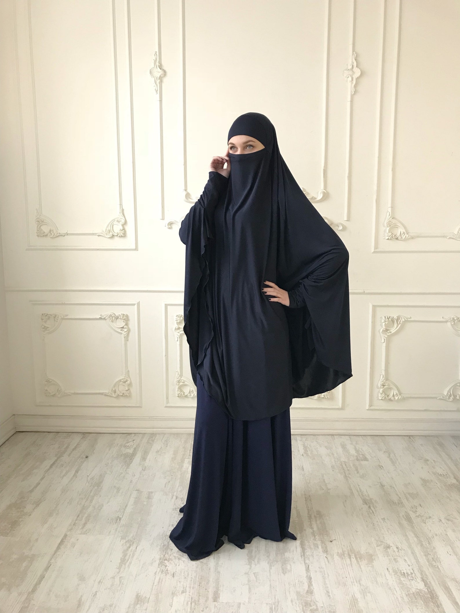 Dark Blue Khimar Niqab Transformer Navy Blue Traditional - Etsy UK