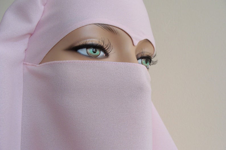 Pink Niqab Traditional Niqabelegant Burqa Wedding Hijab - Etsy