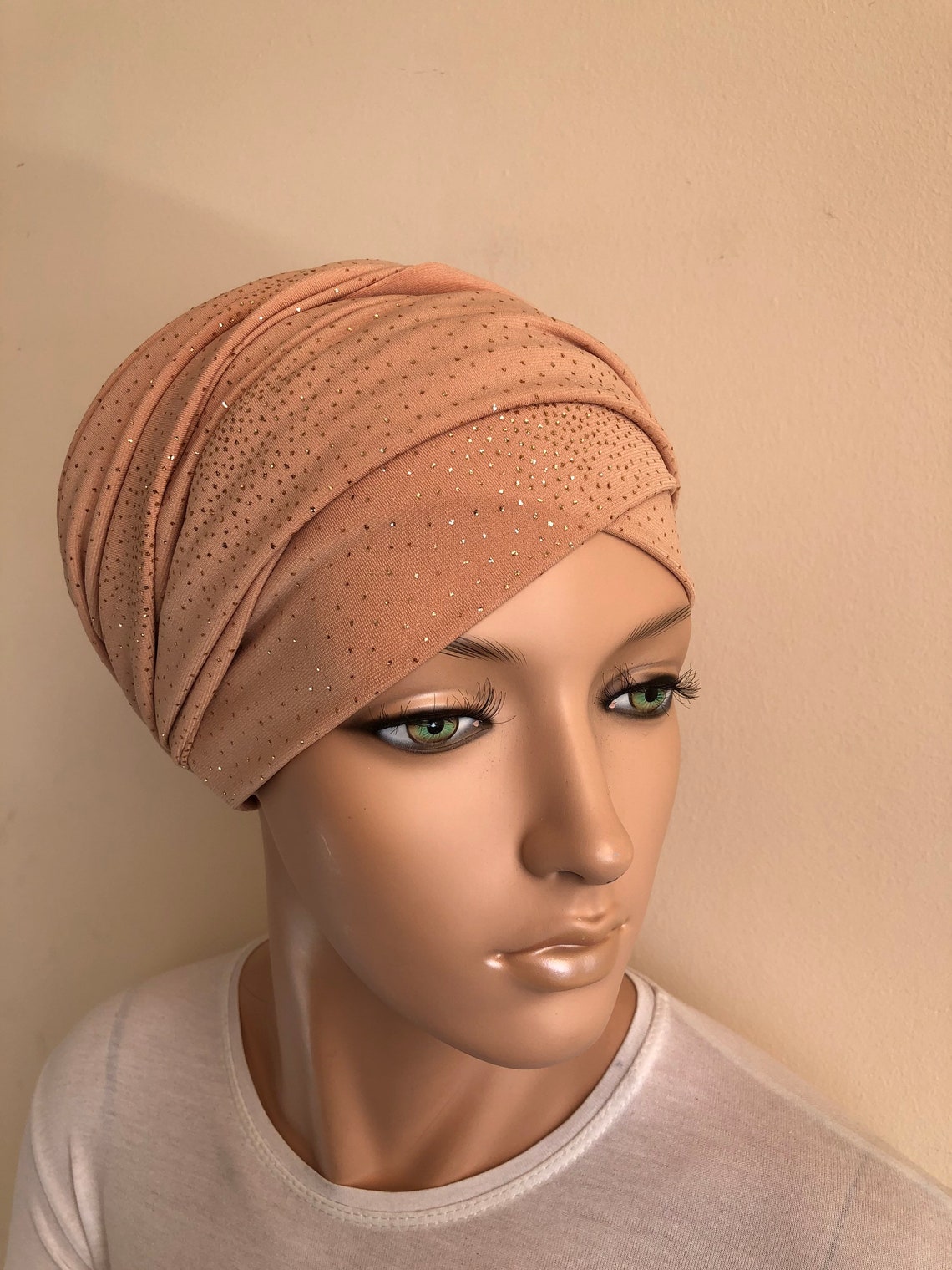 2 in One Golden Hijab jersey Turban Volume Ready Turban | Etsy