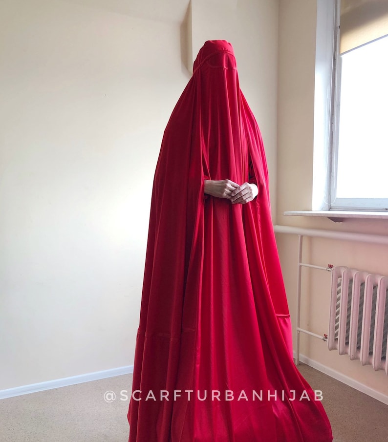 Red Afghan Burqa, Silk Khimar Cape, Niqab, Full Long Hijab - Etsy Australia