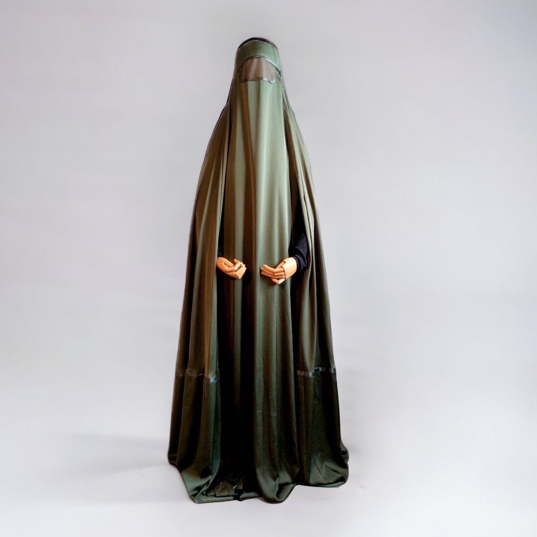 Elegant Silk Khaki Color Afghani Burqa, Unique Design Custom Length - Etsy