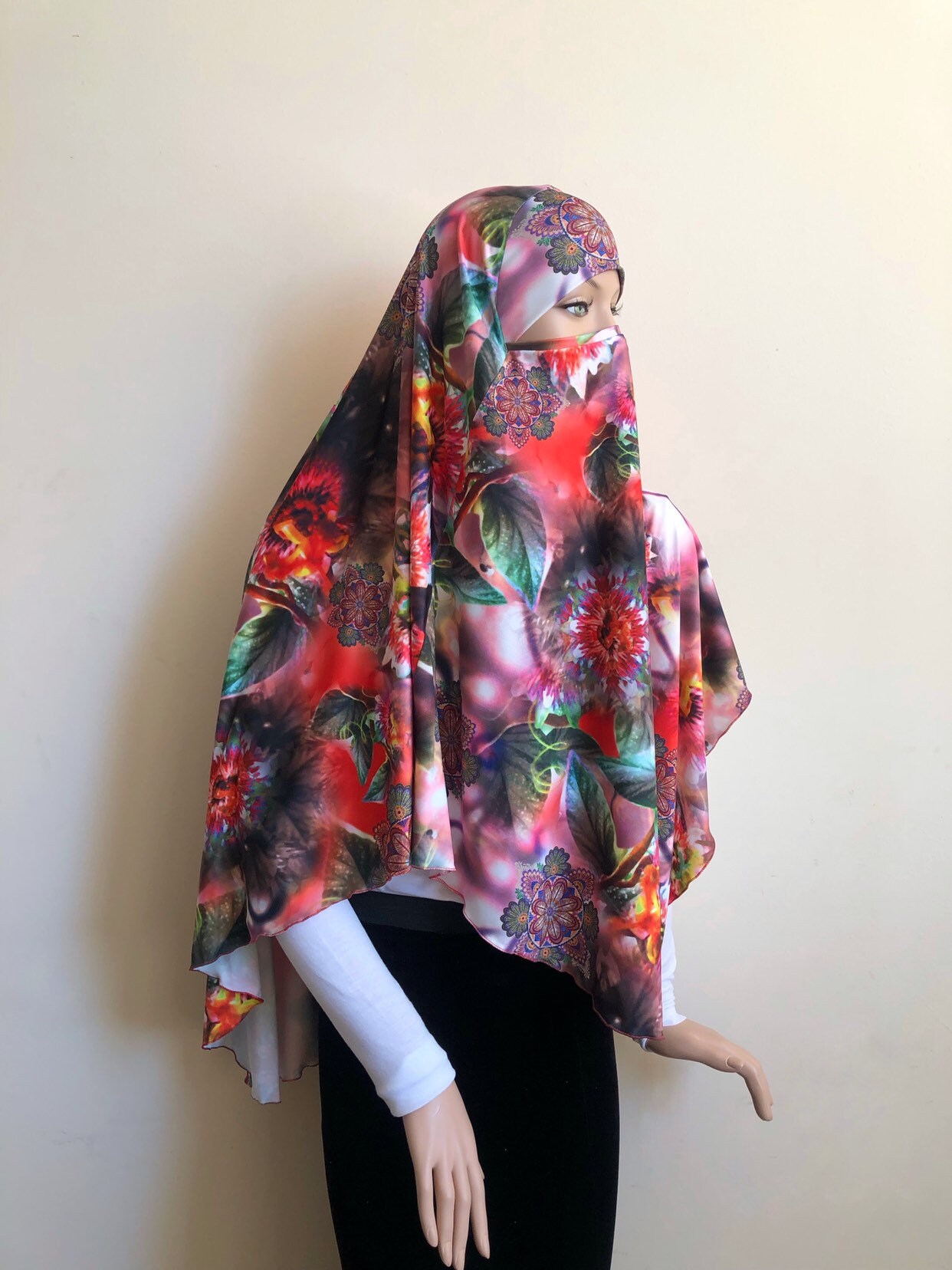 Nuevo khimar floral rojo hiyab tradicional hiyab de 1 pieza | Etsy