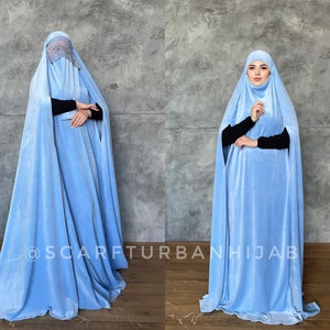 Warm Blue Afghan Burqa, Plush Velour Khimar Cape, Niqab, Full Long ...