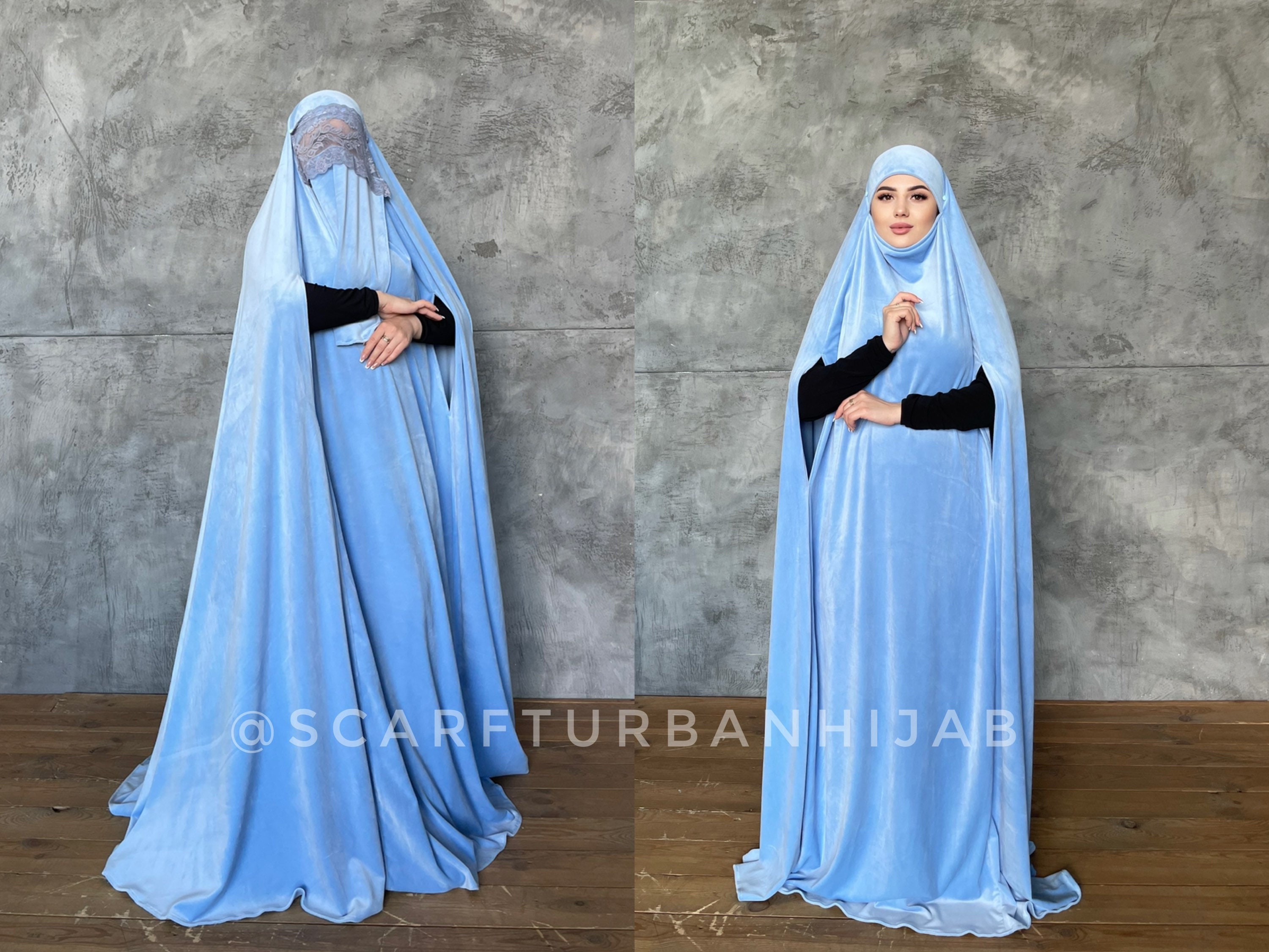 Warm Blue Afghan Burqa Plush Velour Khimar Cape Niqab Full - Etsy