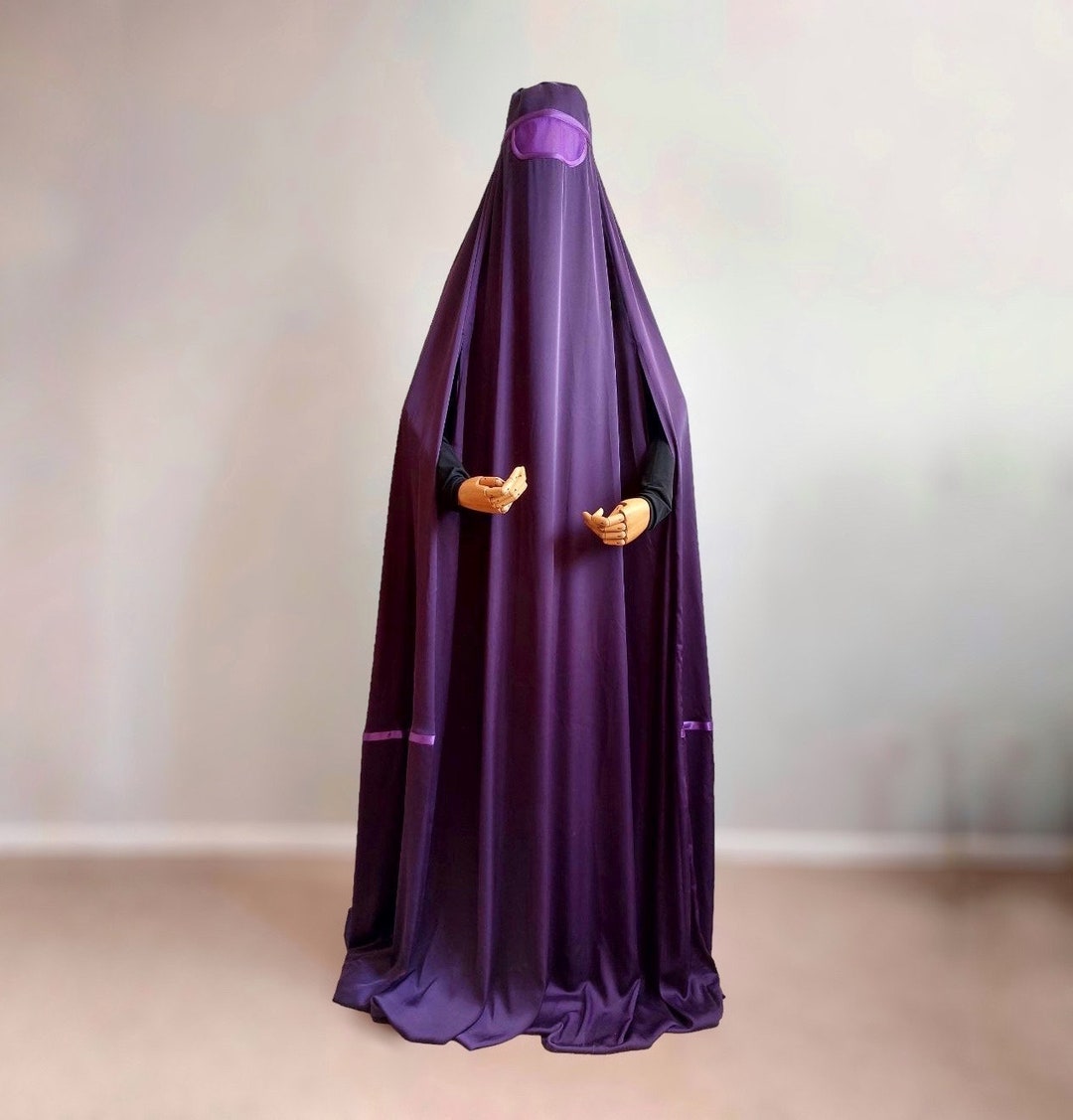 Eggplant Color Silk Afghan Burqa Cape, Full Niqab Veil, Saudi Abaya - Etsy