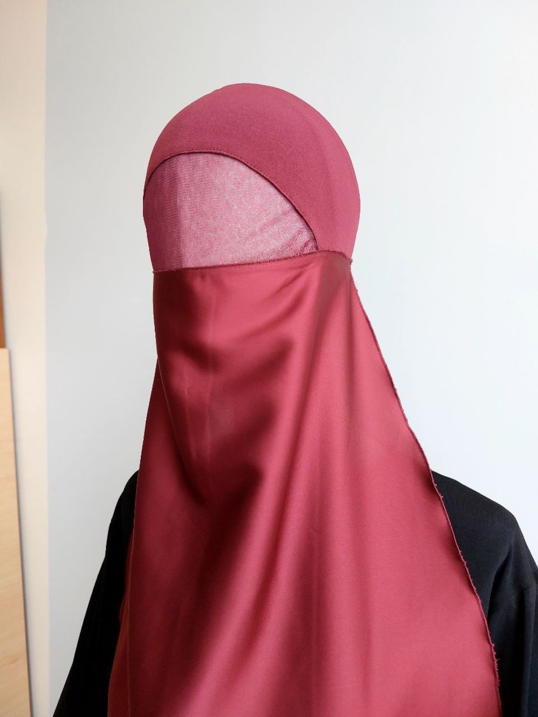 Burgundy Stylish Niqab Veil, Traditional Burqa Niqab, Hajji Burka Hijab ...