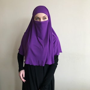 Purple Niqab Transformer, Traditional Hijab, 1 Piece Hijab, Ready to ...