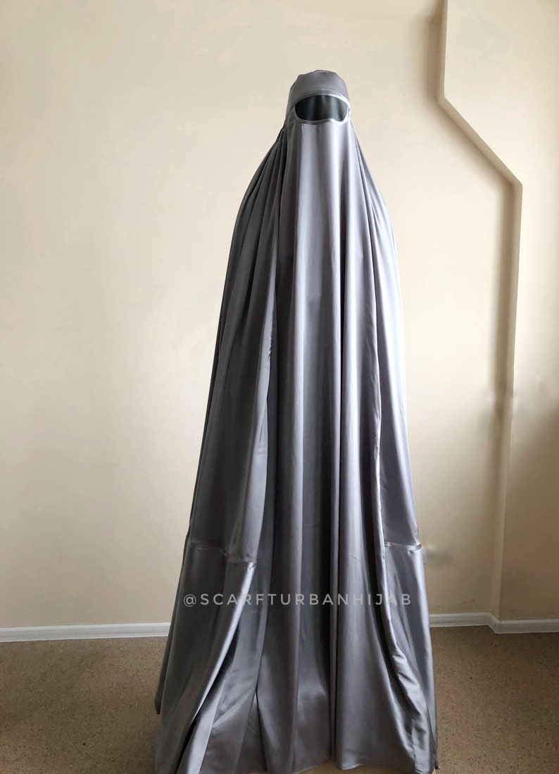 Silver Gray Afghan Burqa Silk Khimar Cape Niqab Full Long - Etsy Australia