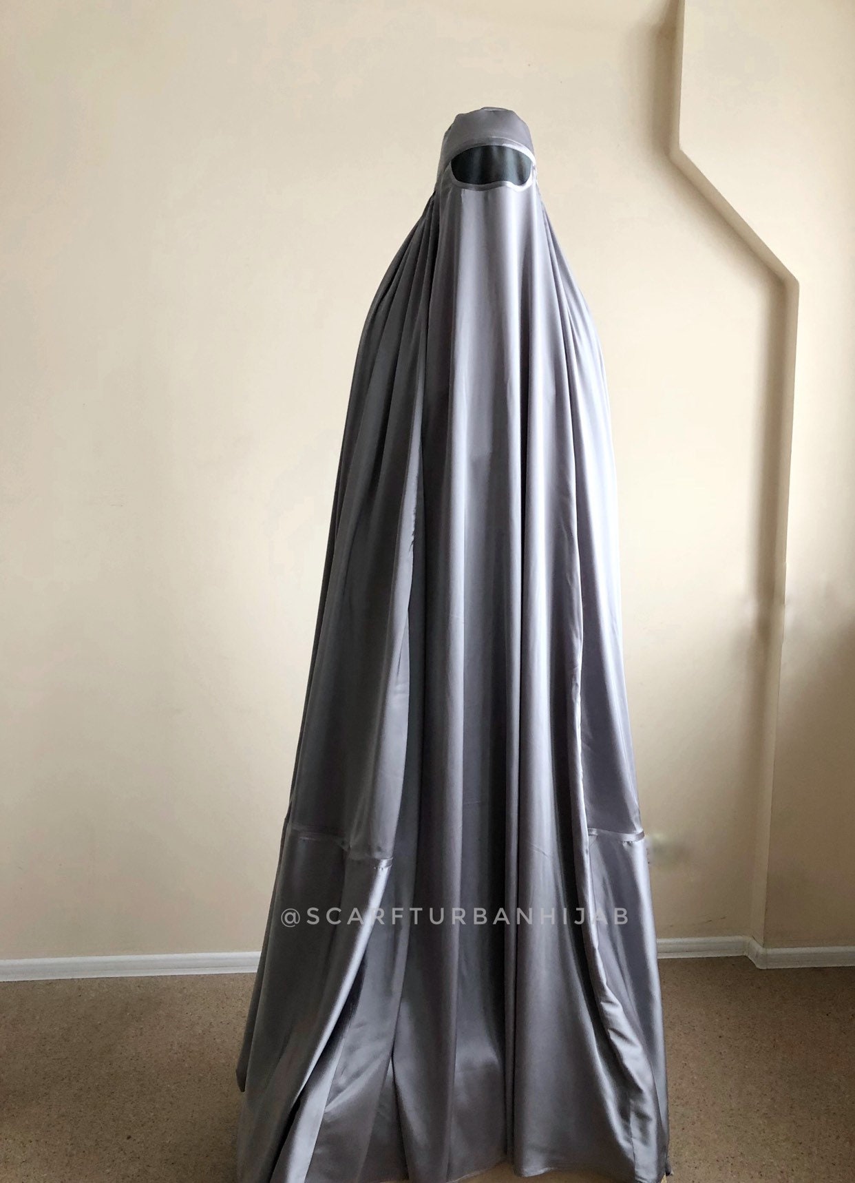 Silver Gray Afghan Burqa Silk Khimar Cape Niqab Full Long - Etsy