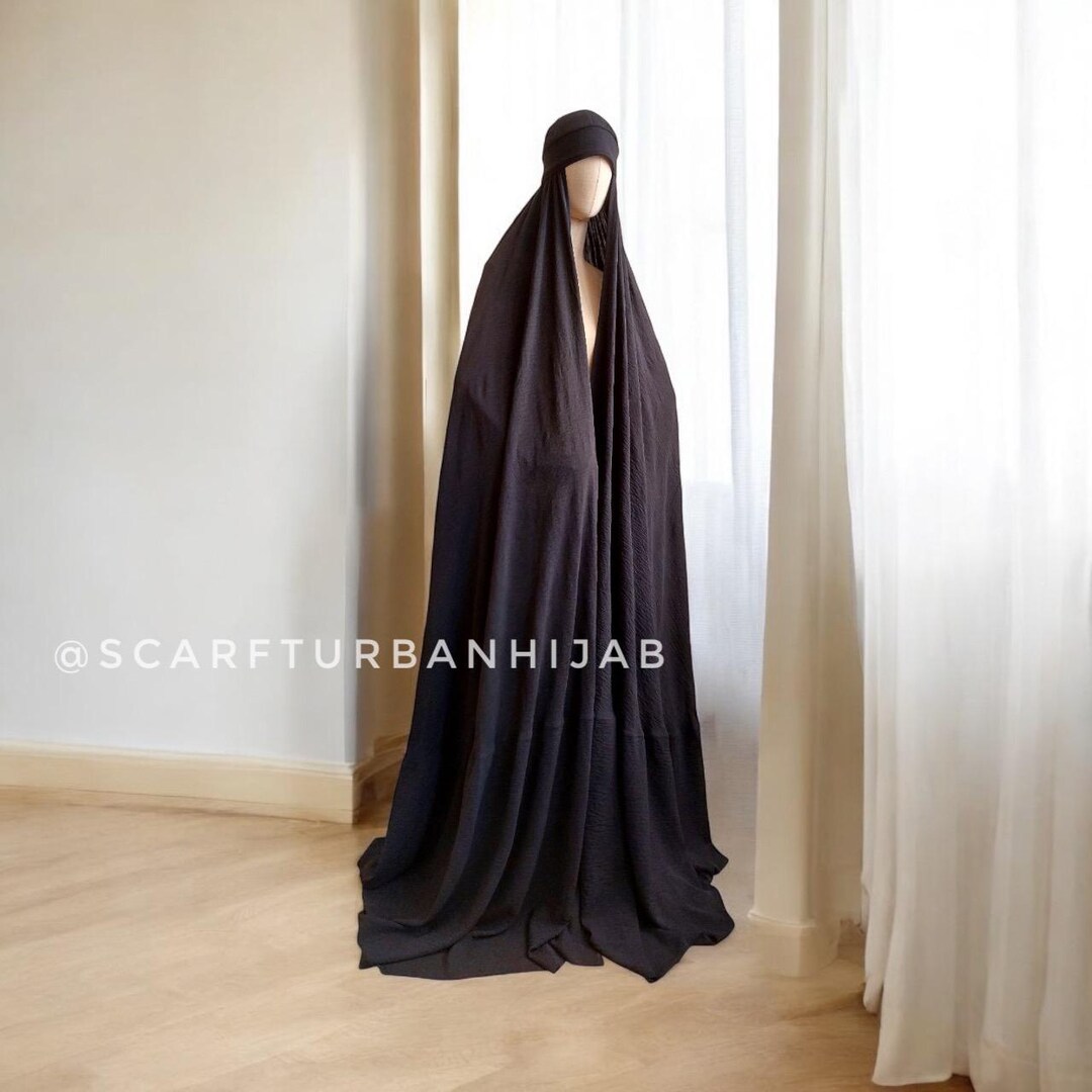 Elegant Black Crepe Burka – Luxurious Wrap With Flowing Design - Etsy