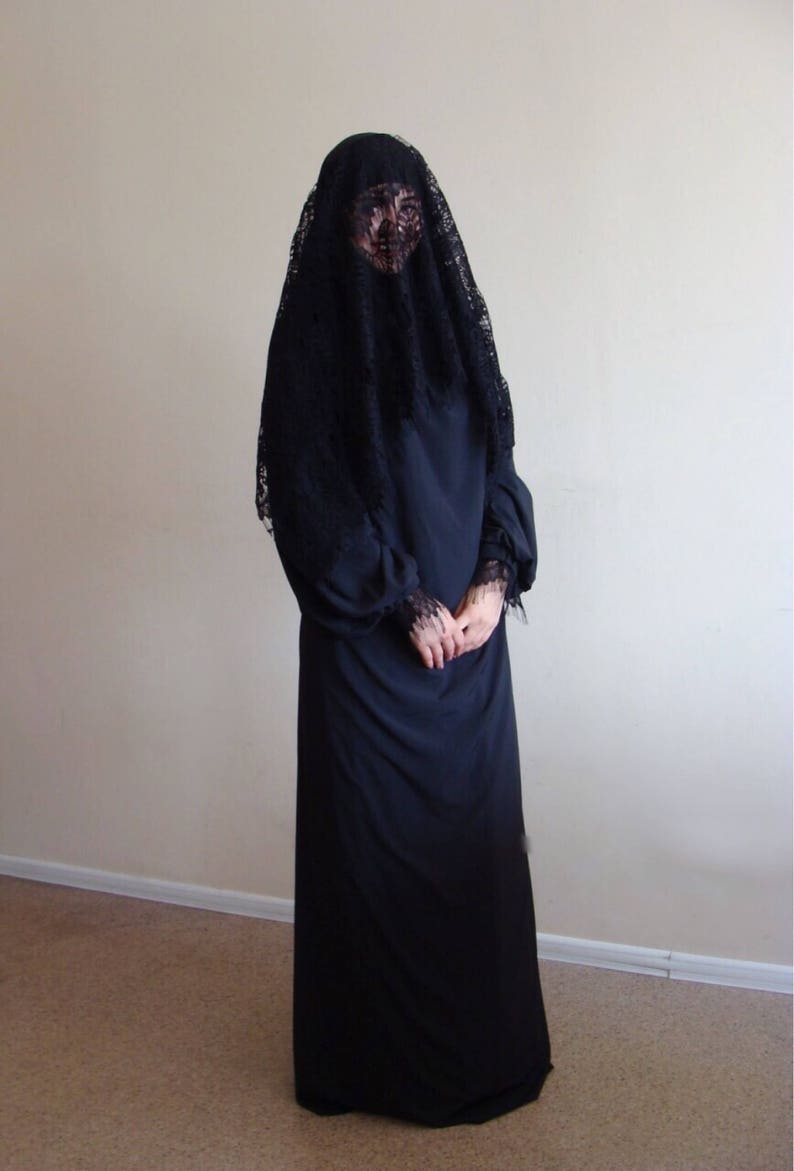 Black Khimar Maxi Dress Lace Niqab Veil Elegant Burqa - Etsy