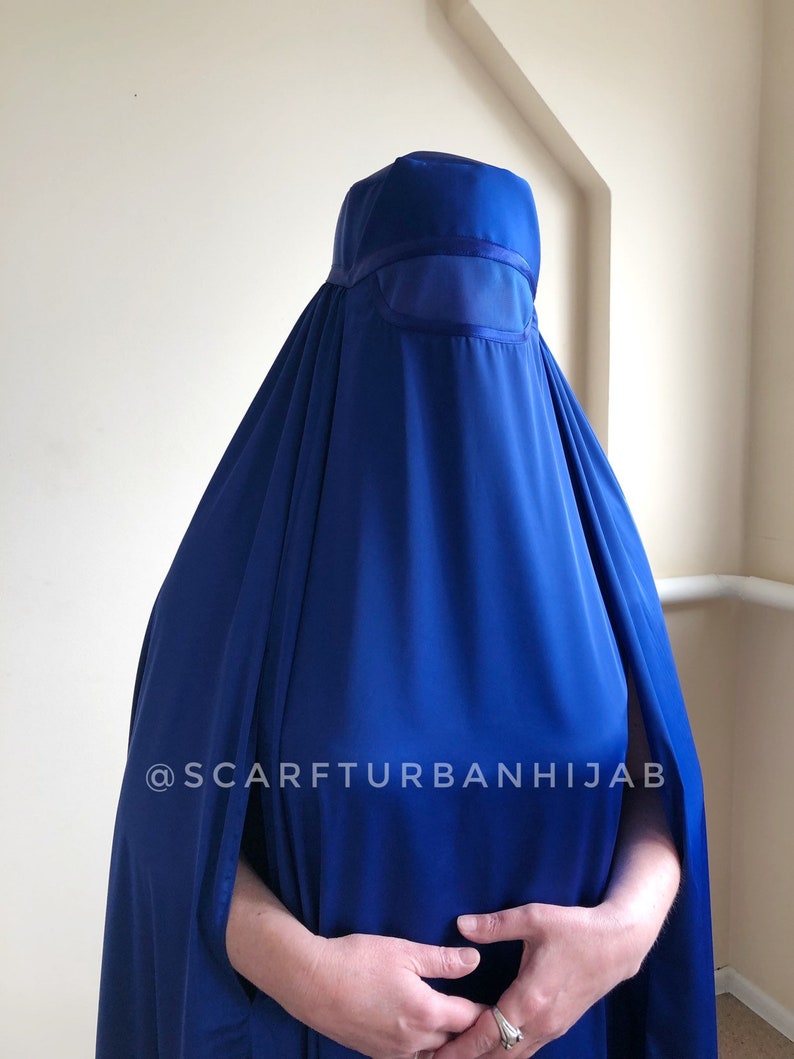 Afghan Royal Blue Burqa, Silk Khimar Cape, Niqab, Full Long Hijab - Etsy UK