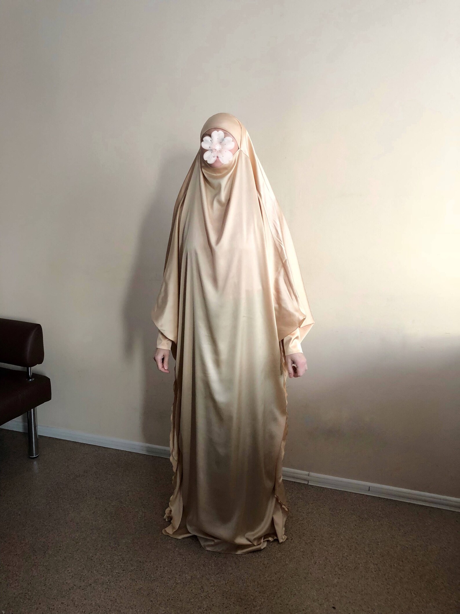 Long Gold Silk Khimar Muslim Dress Nikkah Burqa Wedding - Etsy