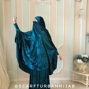Emerald Green Velvet Jilbab Suit With Skirt, Transformer Khimar, Niqab ...
