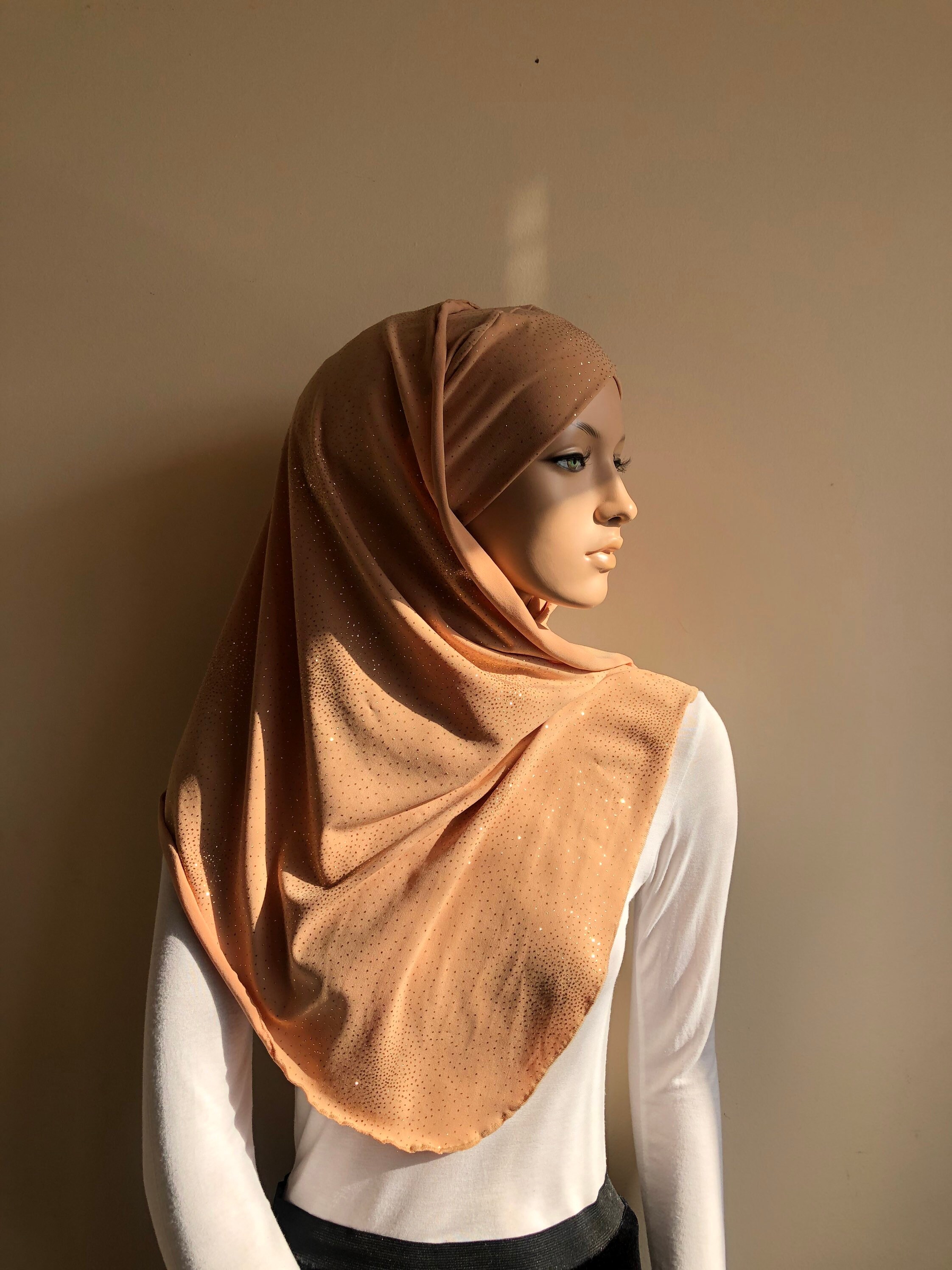 2 in One Golden Hijab jersey Turban Volume Ready Turban | Etsy