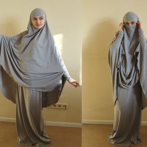 Franch Khimar Gray Suit, Muslim Sport Suit, Maxi Skirt, Islamic Dress ...