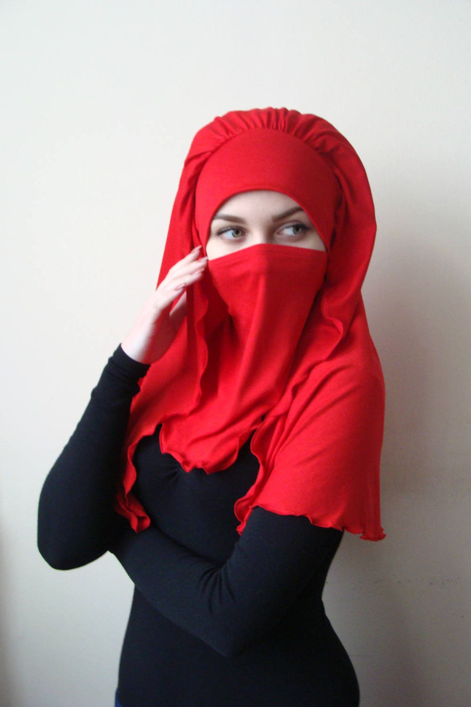 Transformer voluminous red barbe hijab niqab transformer red | Etsy