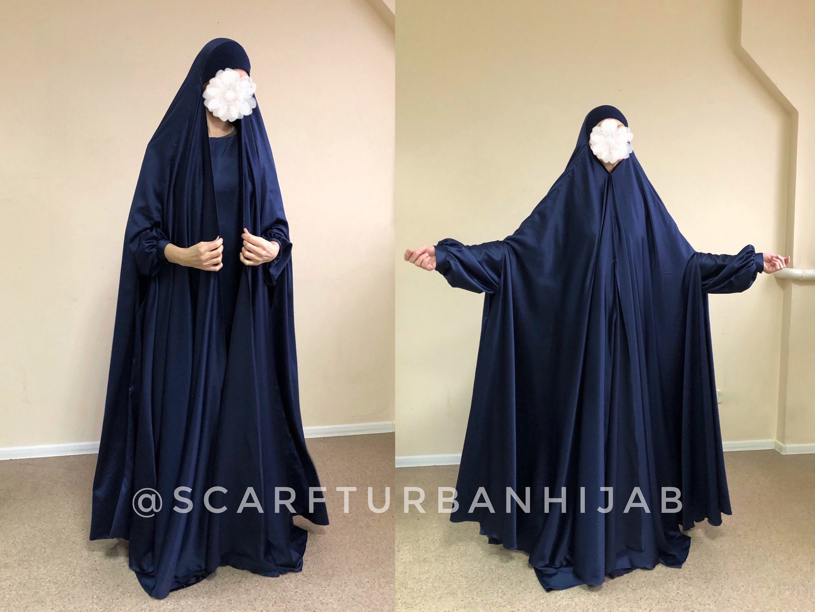 Elegant Burqa Suit Silk Satin Muslim Dress Wide Long Khimar - Etsy