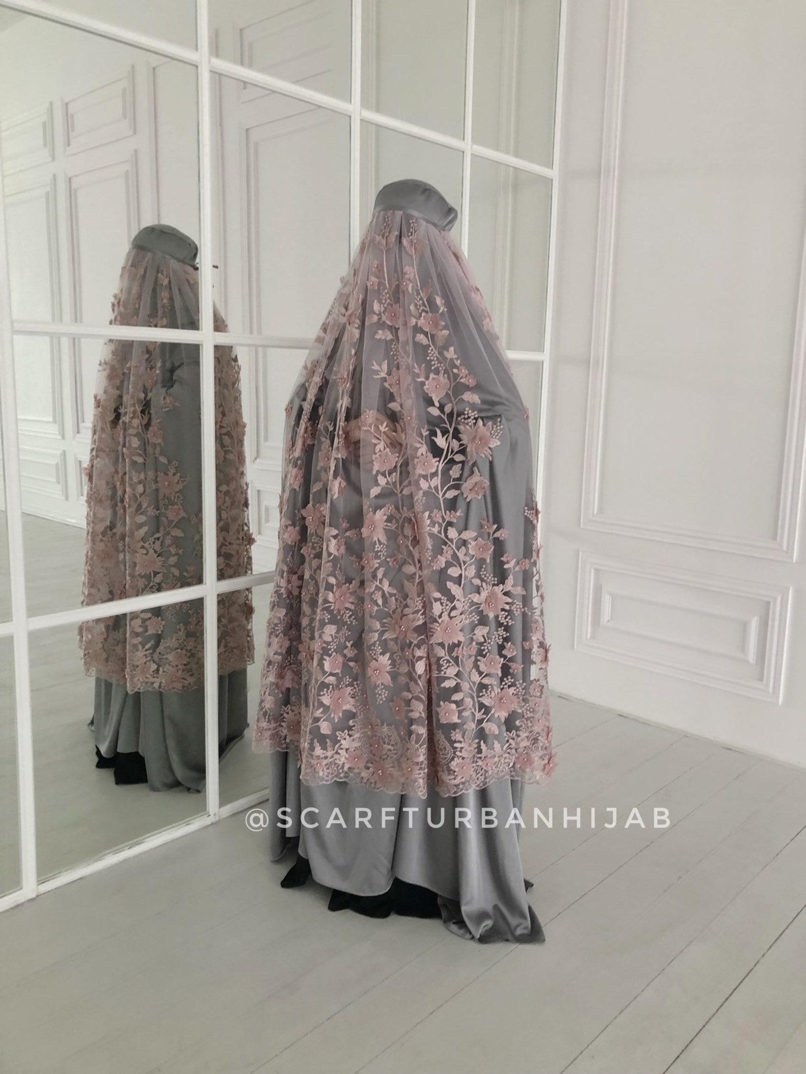Lace Embroidery Gray Afghan Burqa Silk Khimar Cape Niqab - Etsy