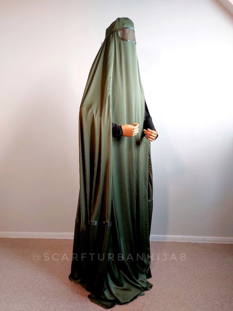 Elegant Silk Khaki Color Afghani Burqa, Unique Design Custom Length - Etsy